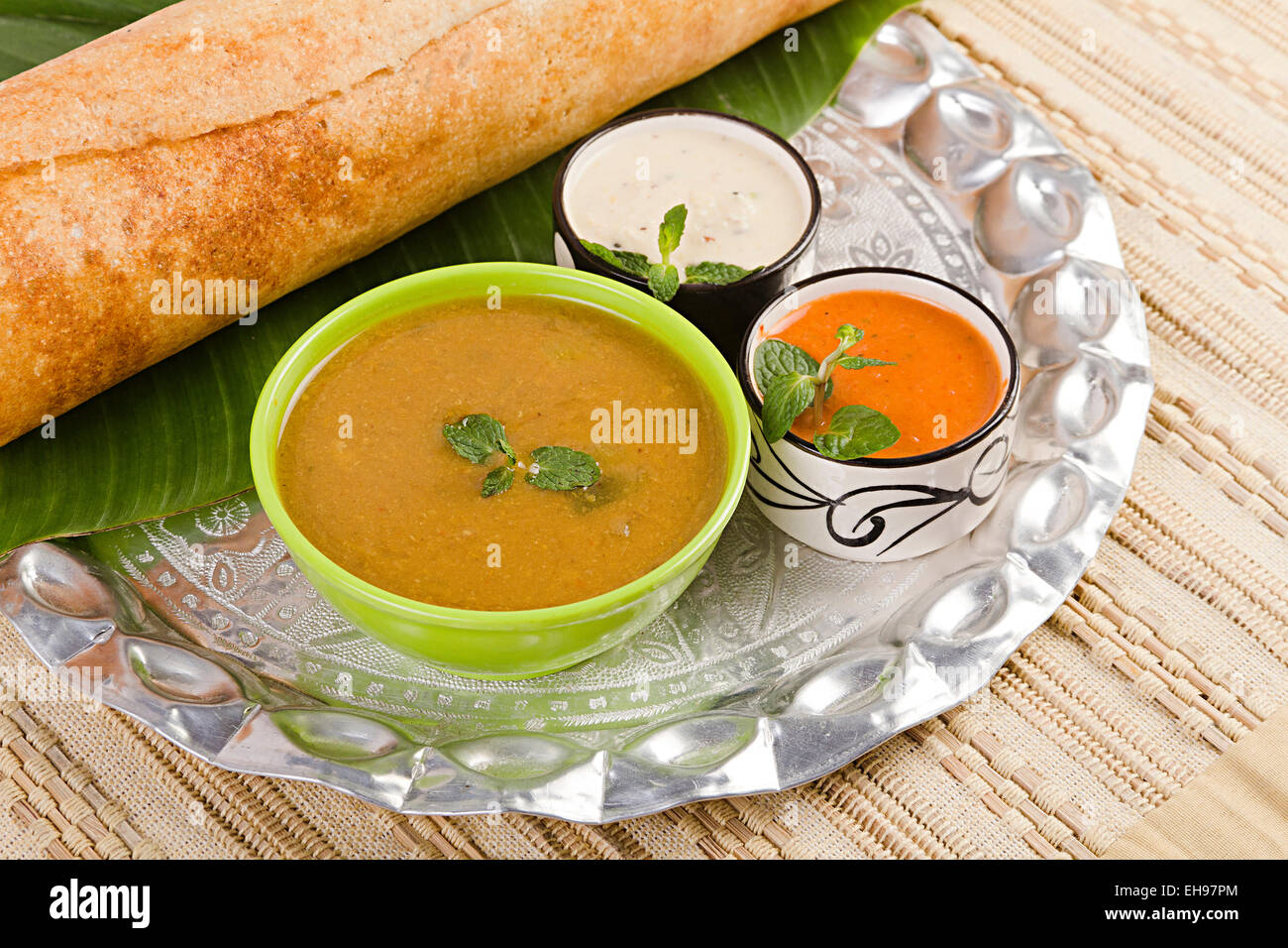 South Indian Dish Sambar Dosa Nobody Stock Photo - Alamy
