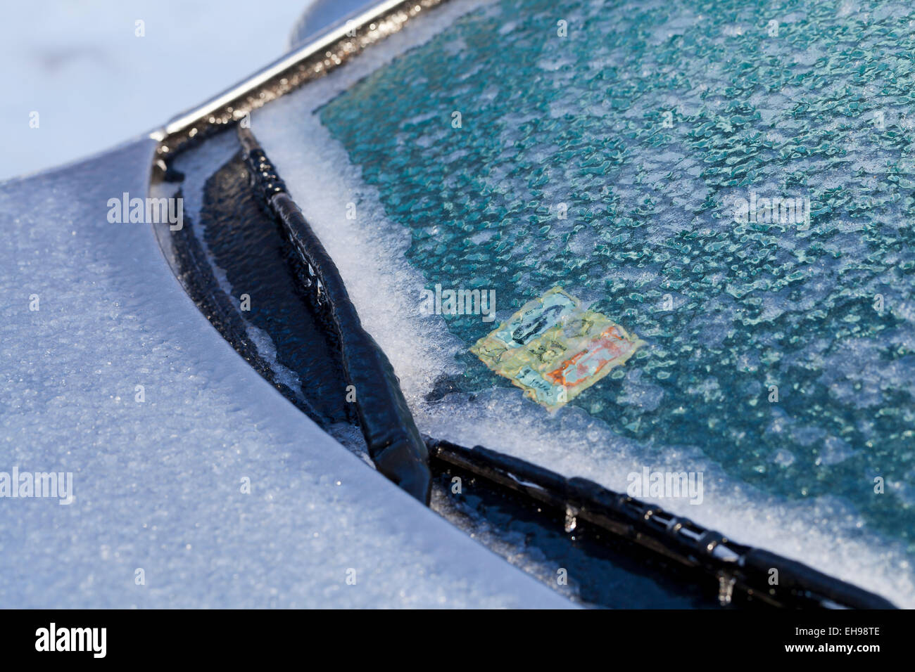 Freezing rain on car front windshield - Virginia USA Stock Photo - Alamy