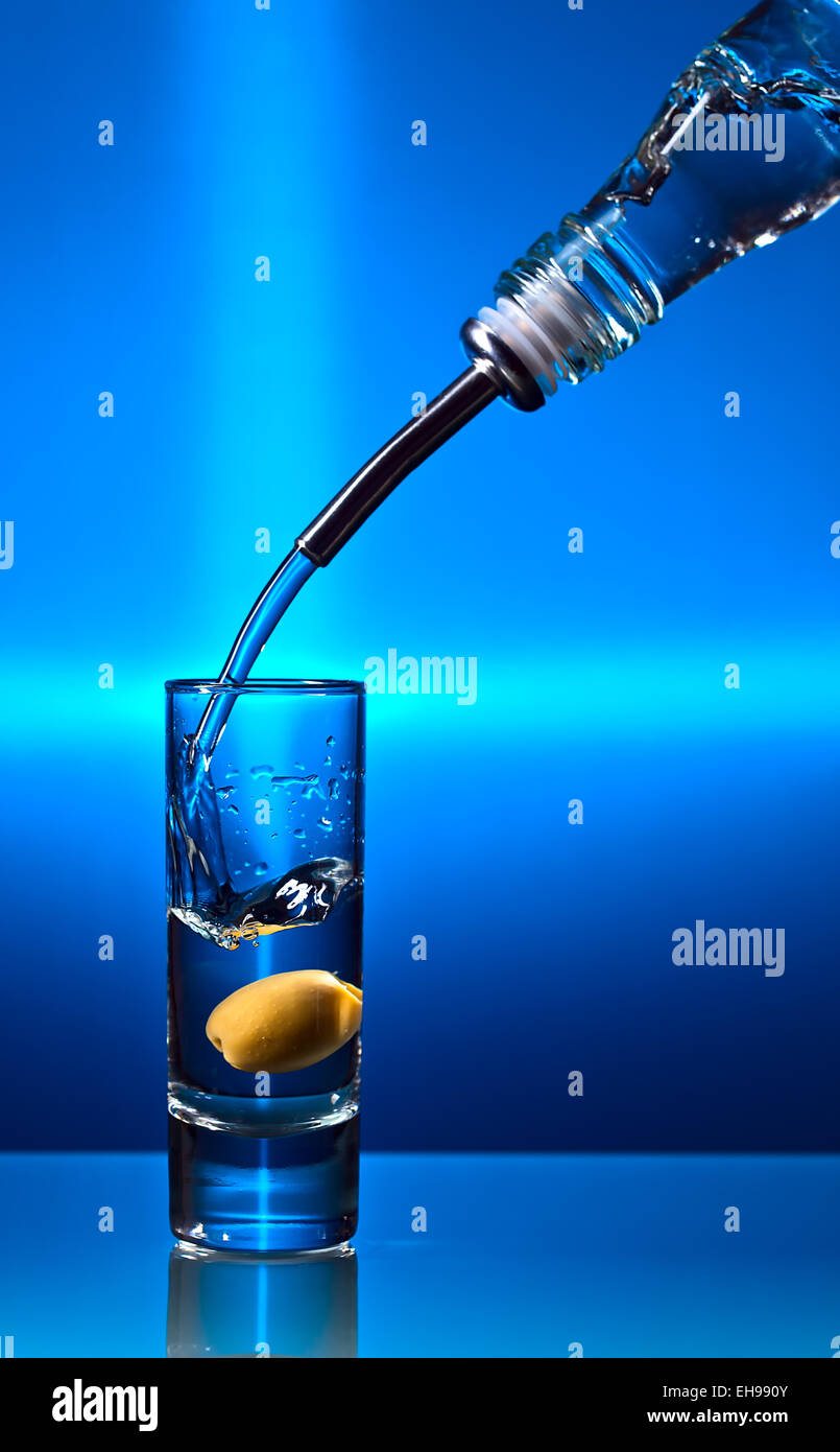 vodka in bar on a glass table Stock Photo - Alamy