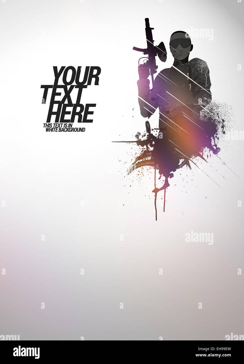 Abstract paintball or airsoft game invitation advert background with ...