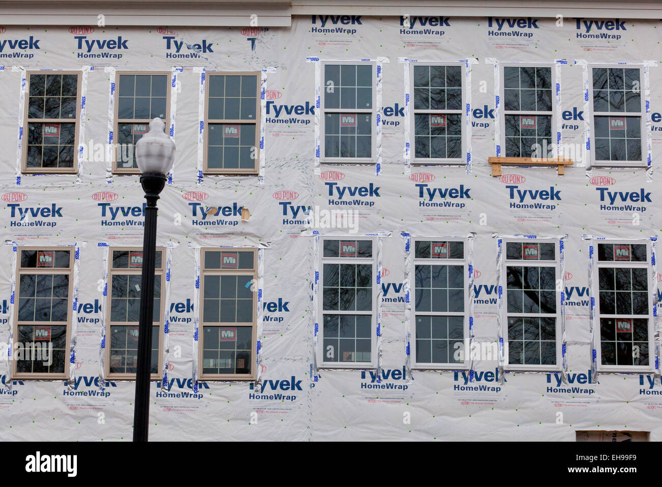 Dupont Tyvek protective building wrap applied in new construction ...