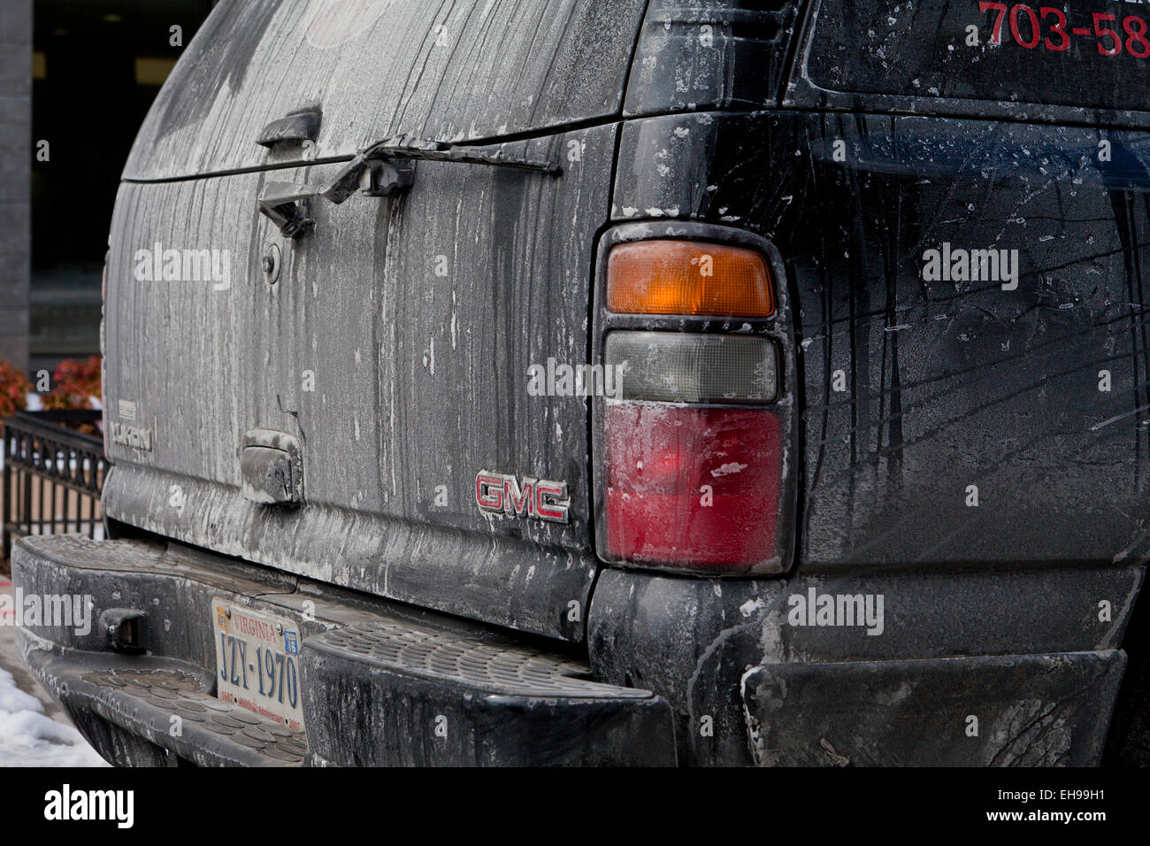 Dried salt brine covered on car - USA Stock Photo - Alamy
