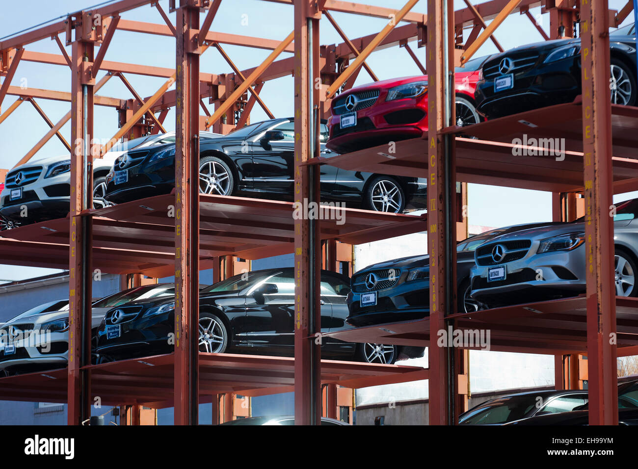 Temporary steel-framed car park structure at auto dealership - USA ...