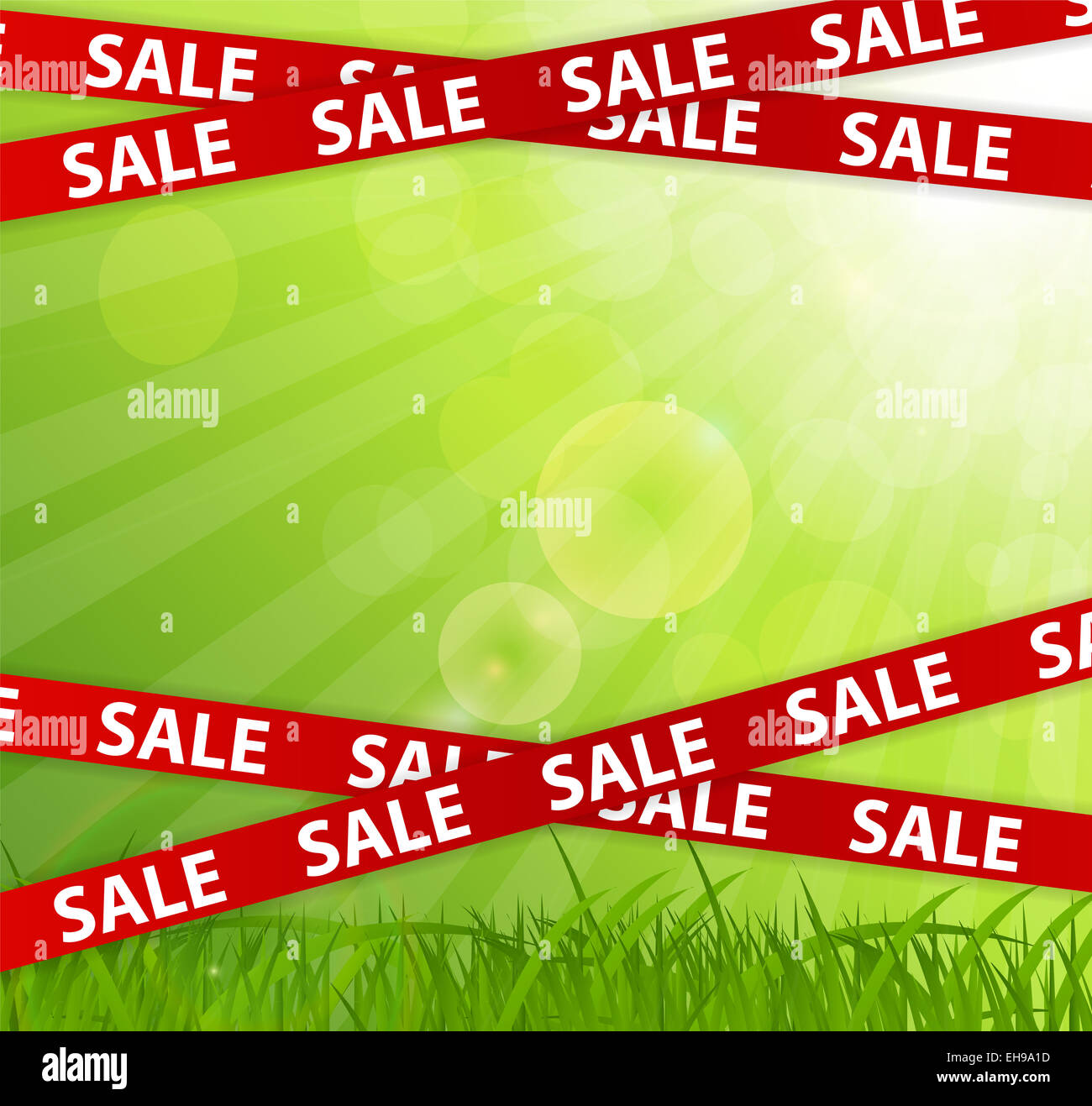 Spring Sale Concept with Nature and Ribbons. Vector Illustration Stock ...