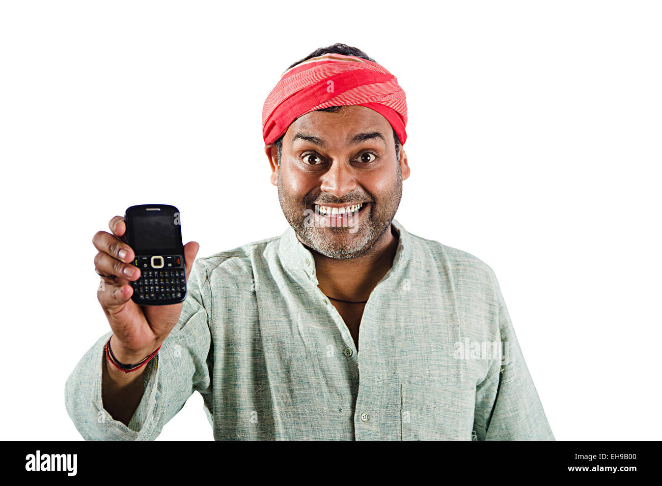 1 indian Rural man Mobile Phone Quality Showing Stock Photo - Alamy