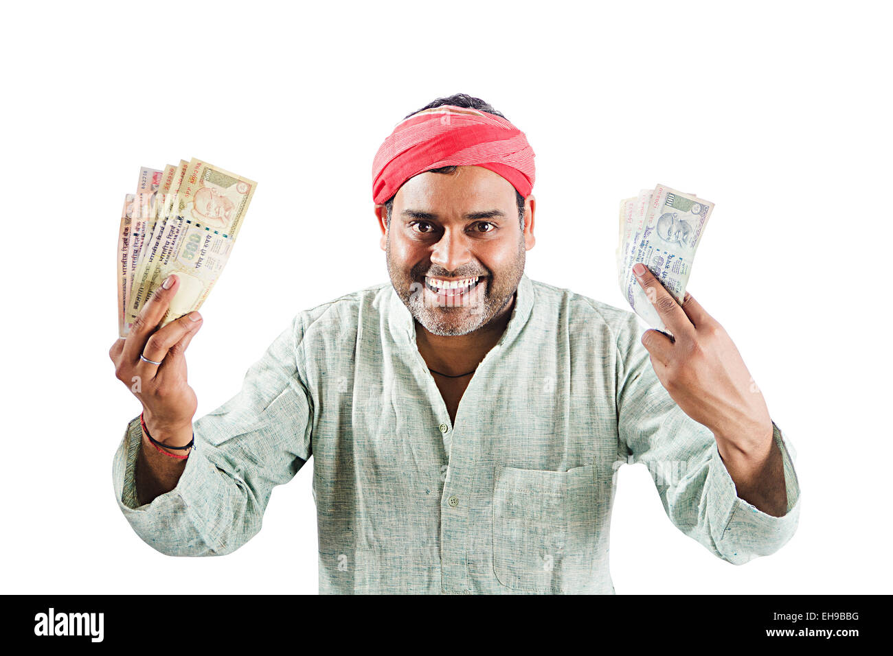 1 indian Rural man showing Money Stock Photo - Alamy