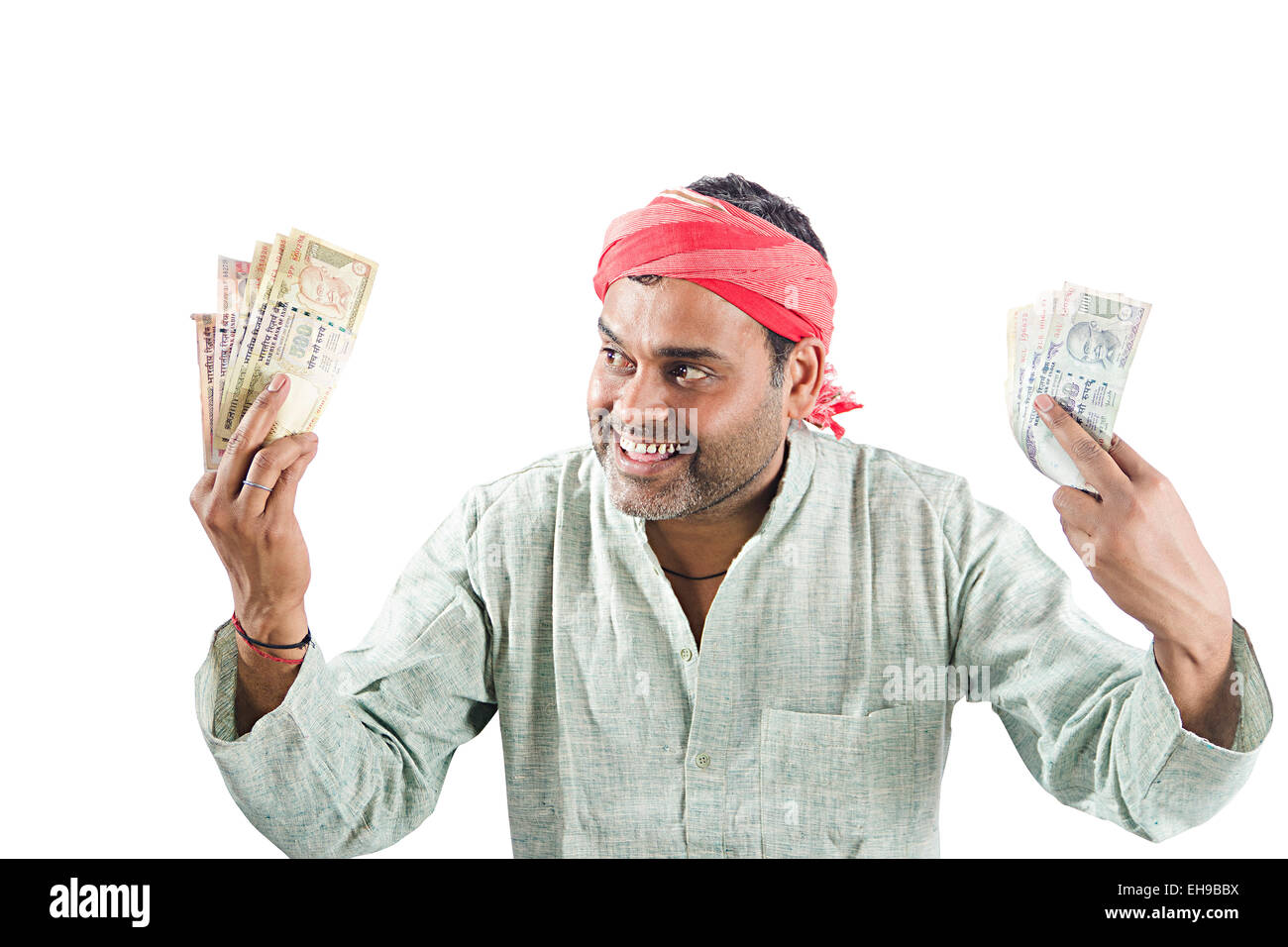 1 indian Rural man showing Money Stock Photo - Alamy