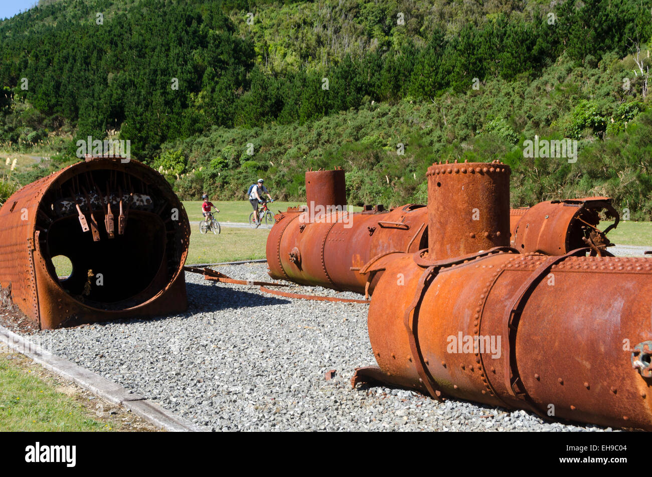 Old locomotive boilers, Summit Station, Rimutaka Rail trail, Upper Hutt ...