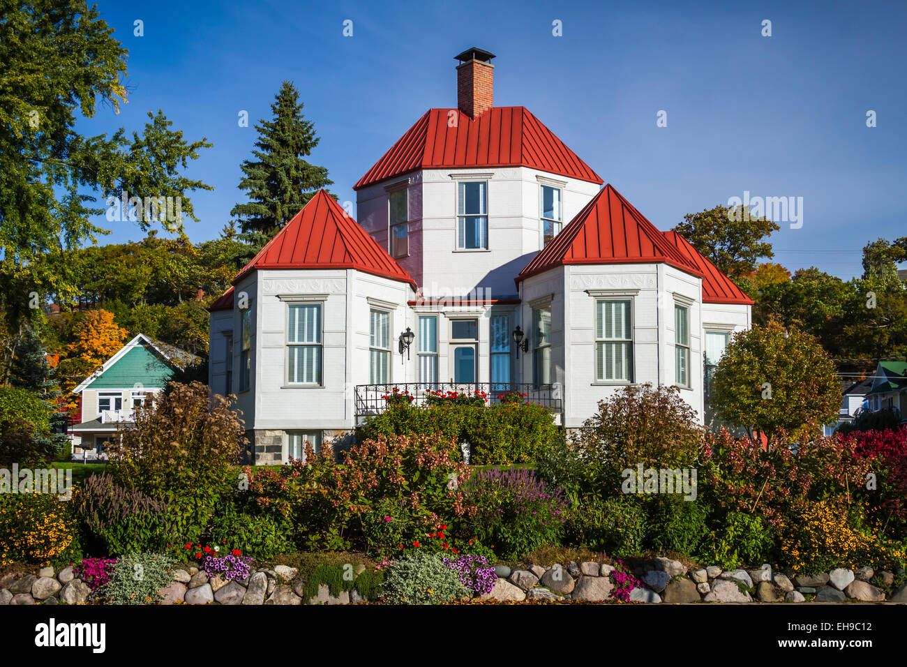 A large home of Colonial architecture in Harbor Springs, Michigan, USA ...