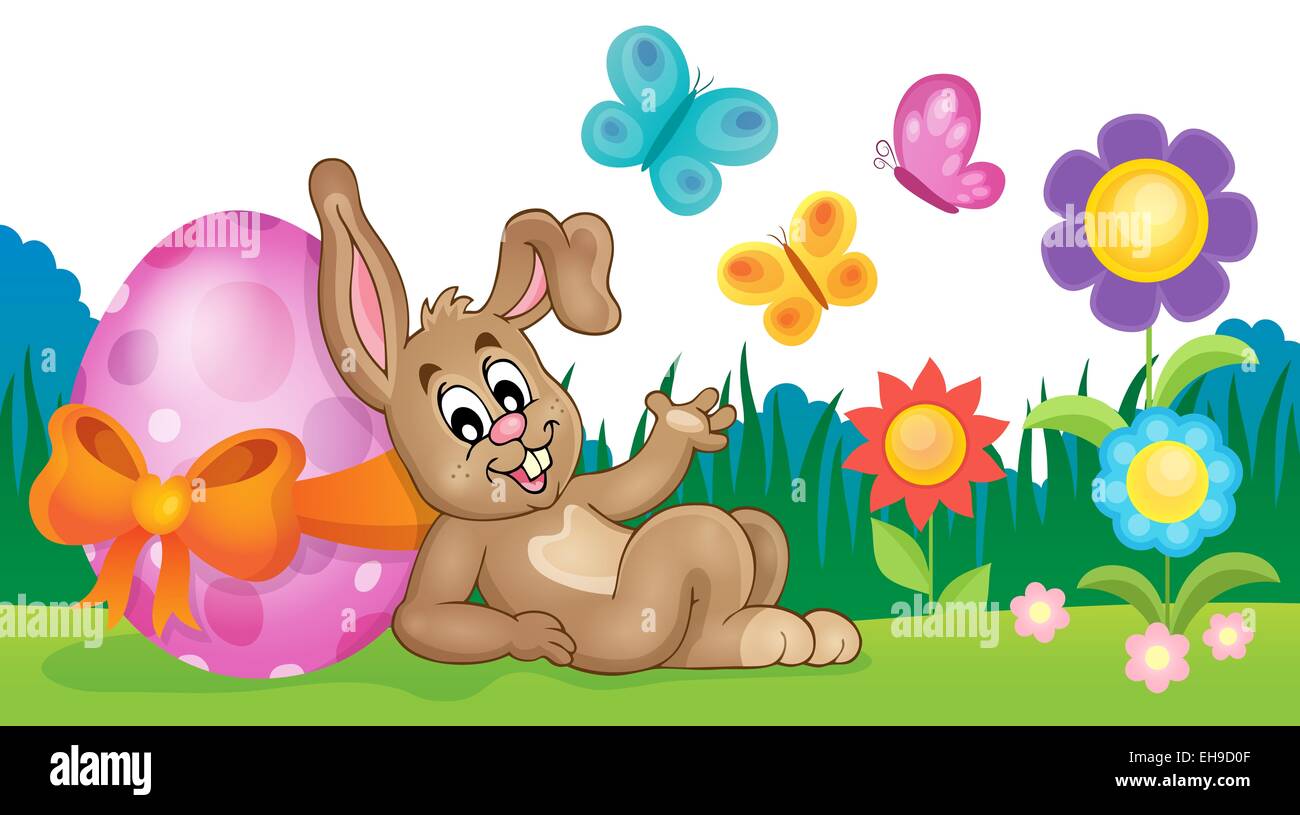 Bunny with Easter egg theme image 3 - picture illustration Stock Photo ...