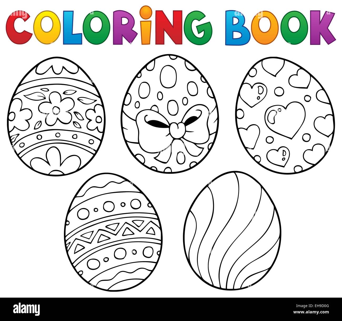 Coloring book Easter eggs theme 1 - picture illustration Stock Photo ...