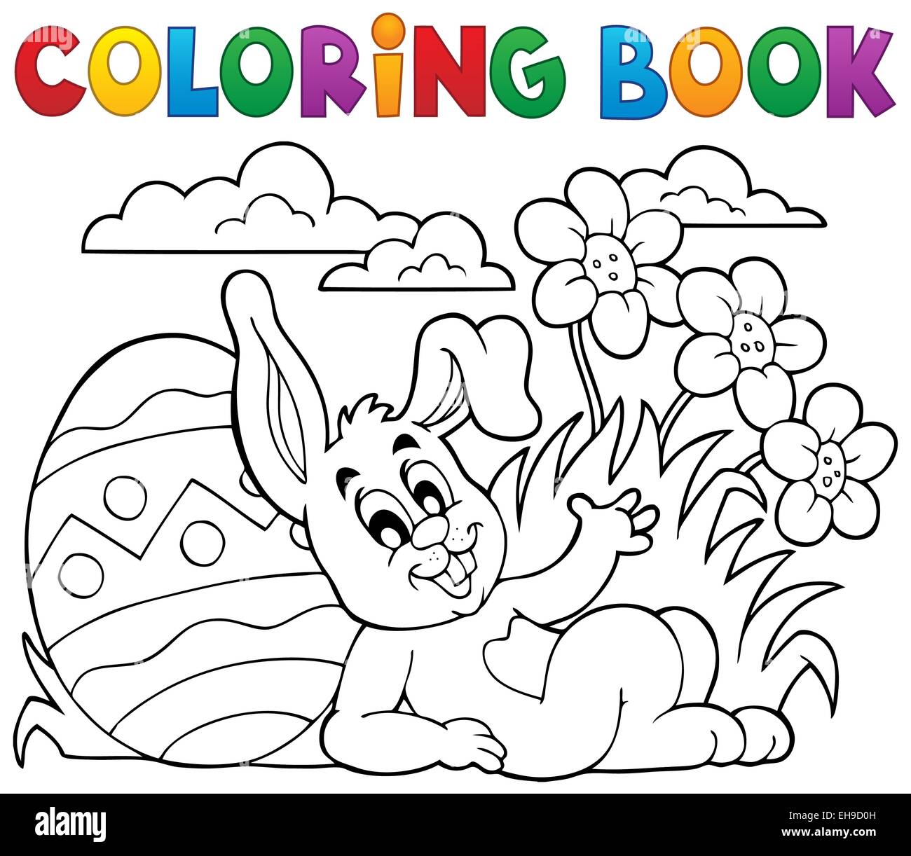 Coloring book Easter rabbit theme 2 - picture illustration Stock Photo ...
