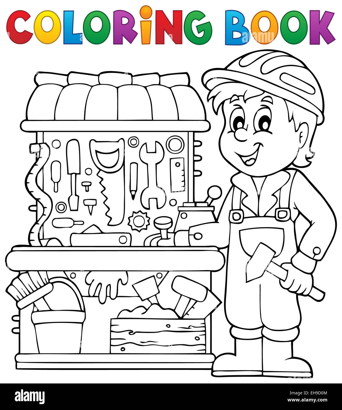 Coloring book child playing theme 2 - picture illustration Stock Photo ...