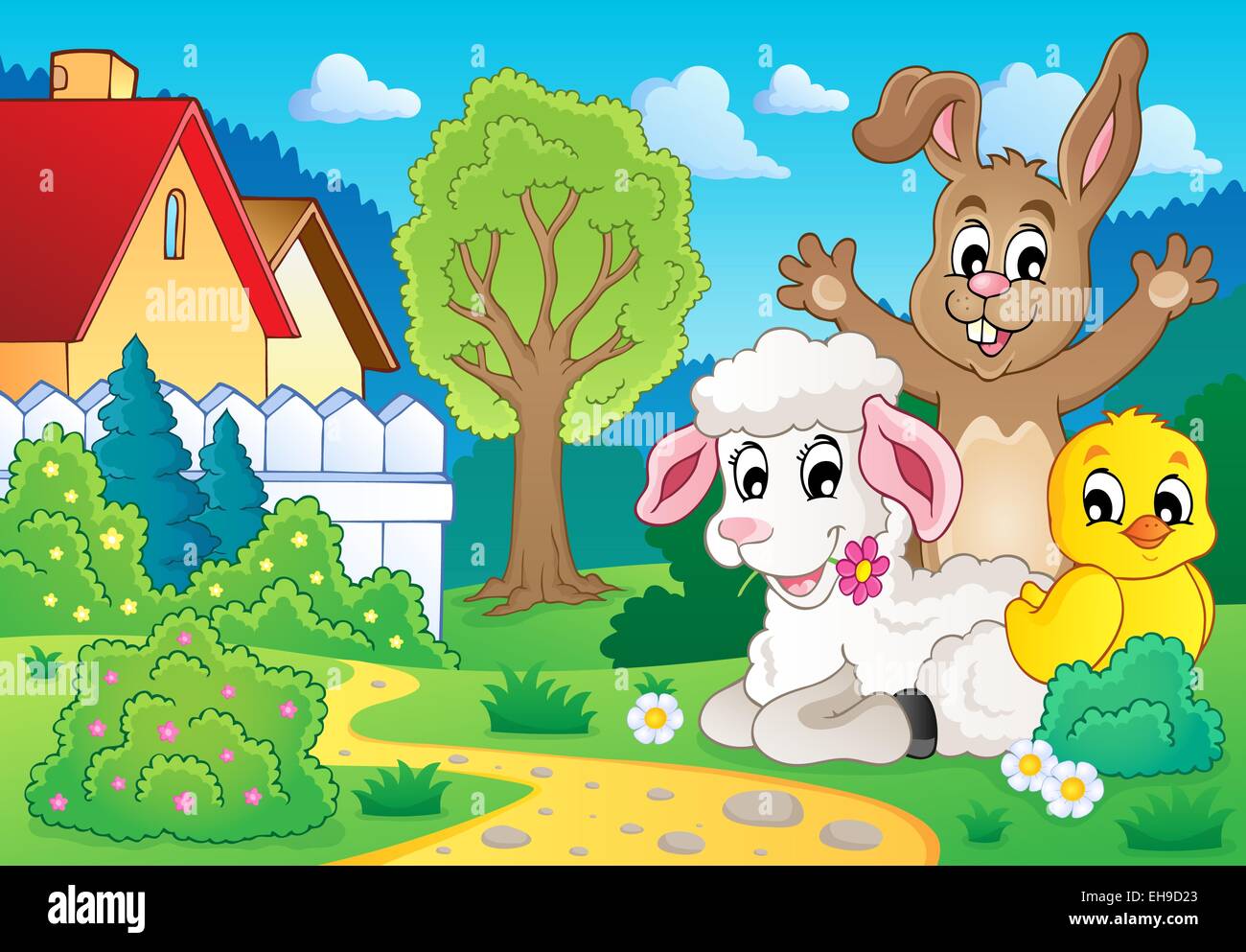 Spring animals theme image 2 - picture illustration Stock Photo - Alamy
