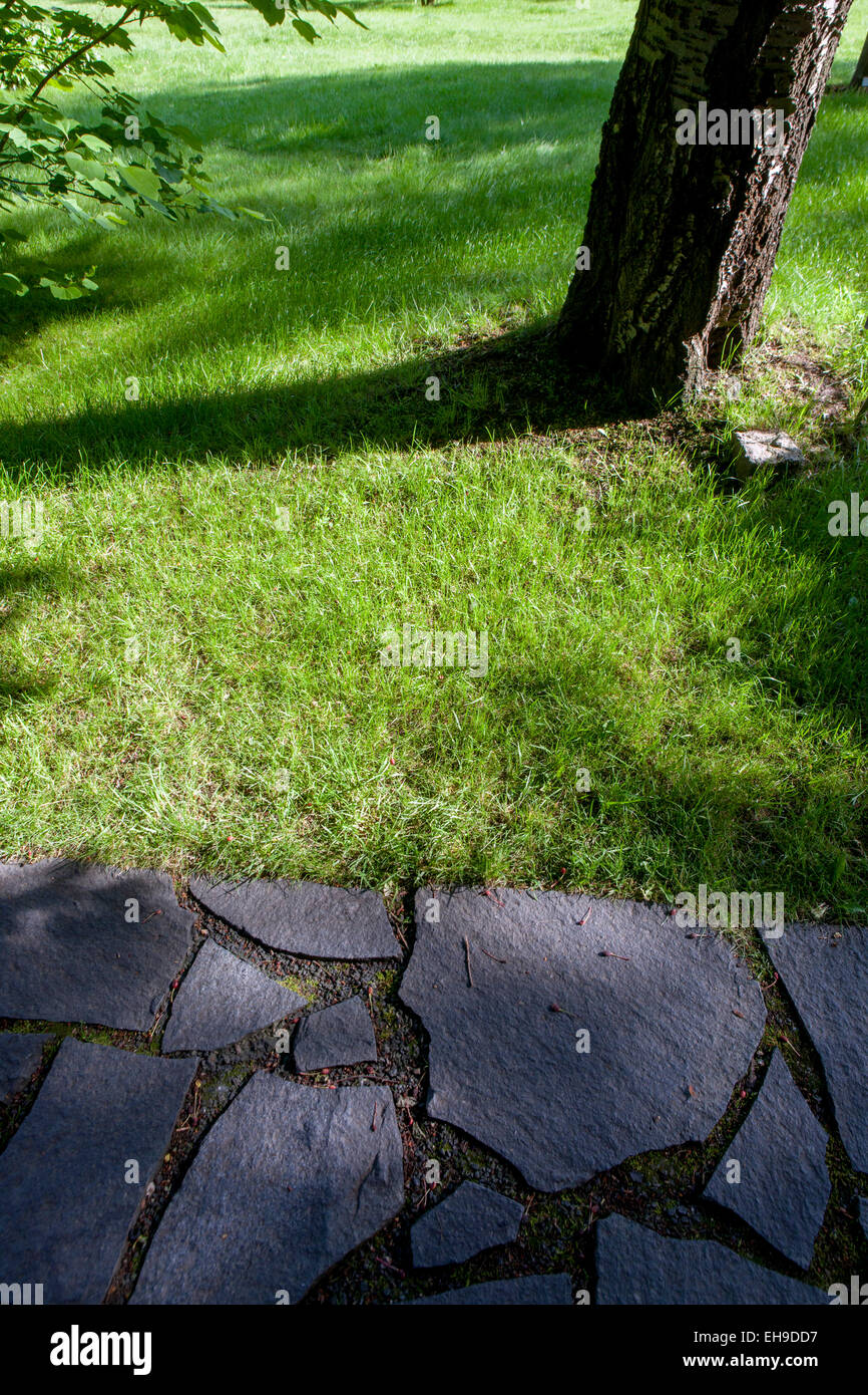 Stone path in the garden Stock Photo - Alamy