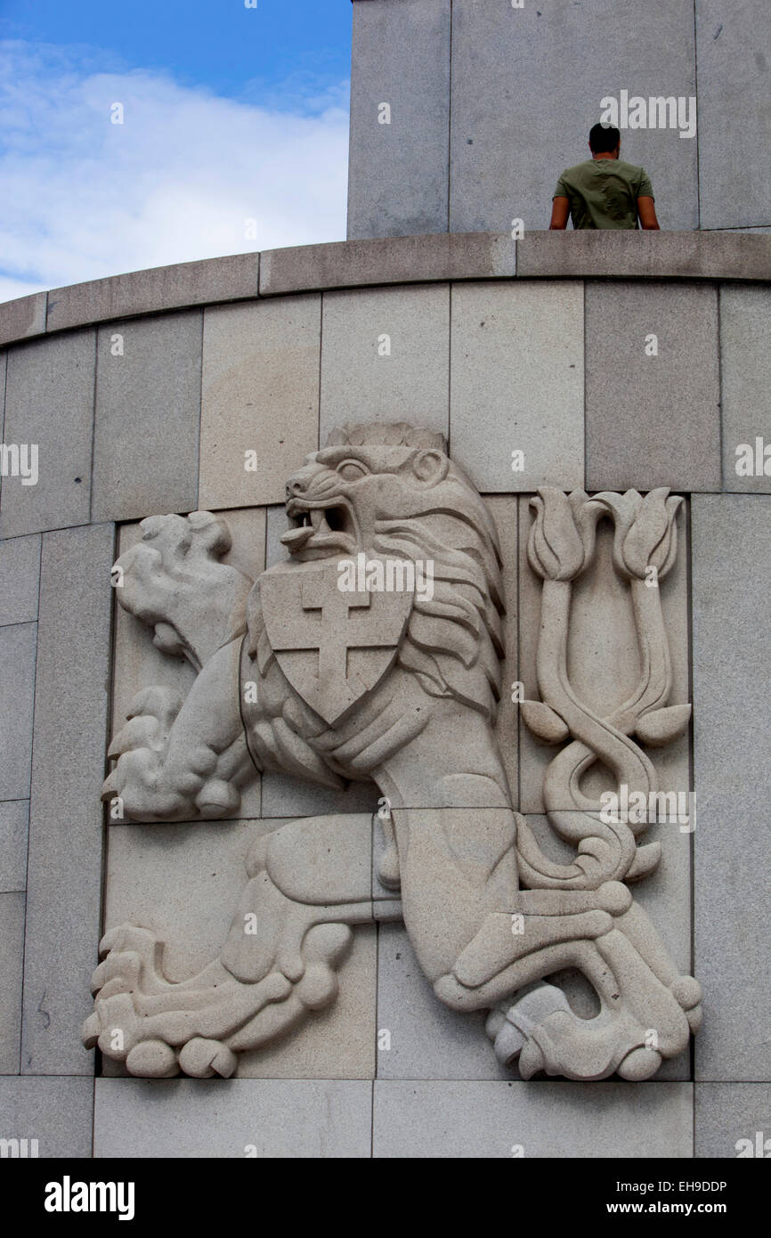Czech lion - state symbol. Monument on Vítkov Hill, Zizkov Prague Czech ...
