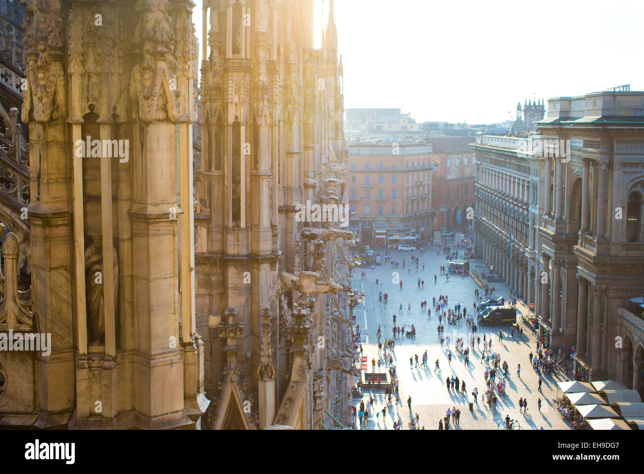Beautiful view from the rooftop of Duomo cathedral, Milan, Italy Stock ...