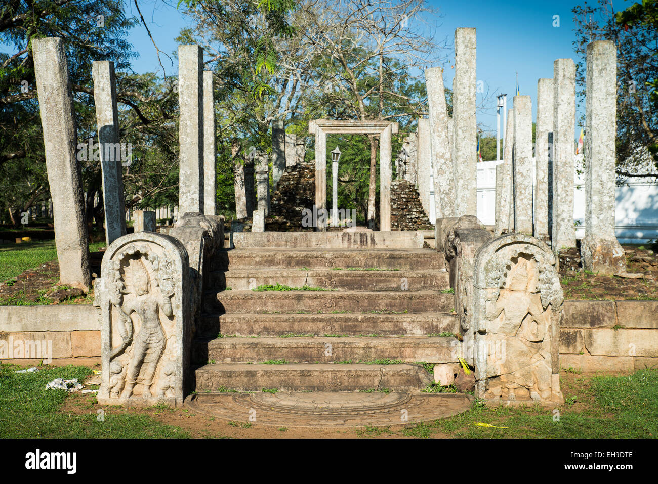 Remains of monastic refectory, Northern Ruins, Anuradhapura, UNESCO ...
