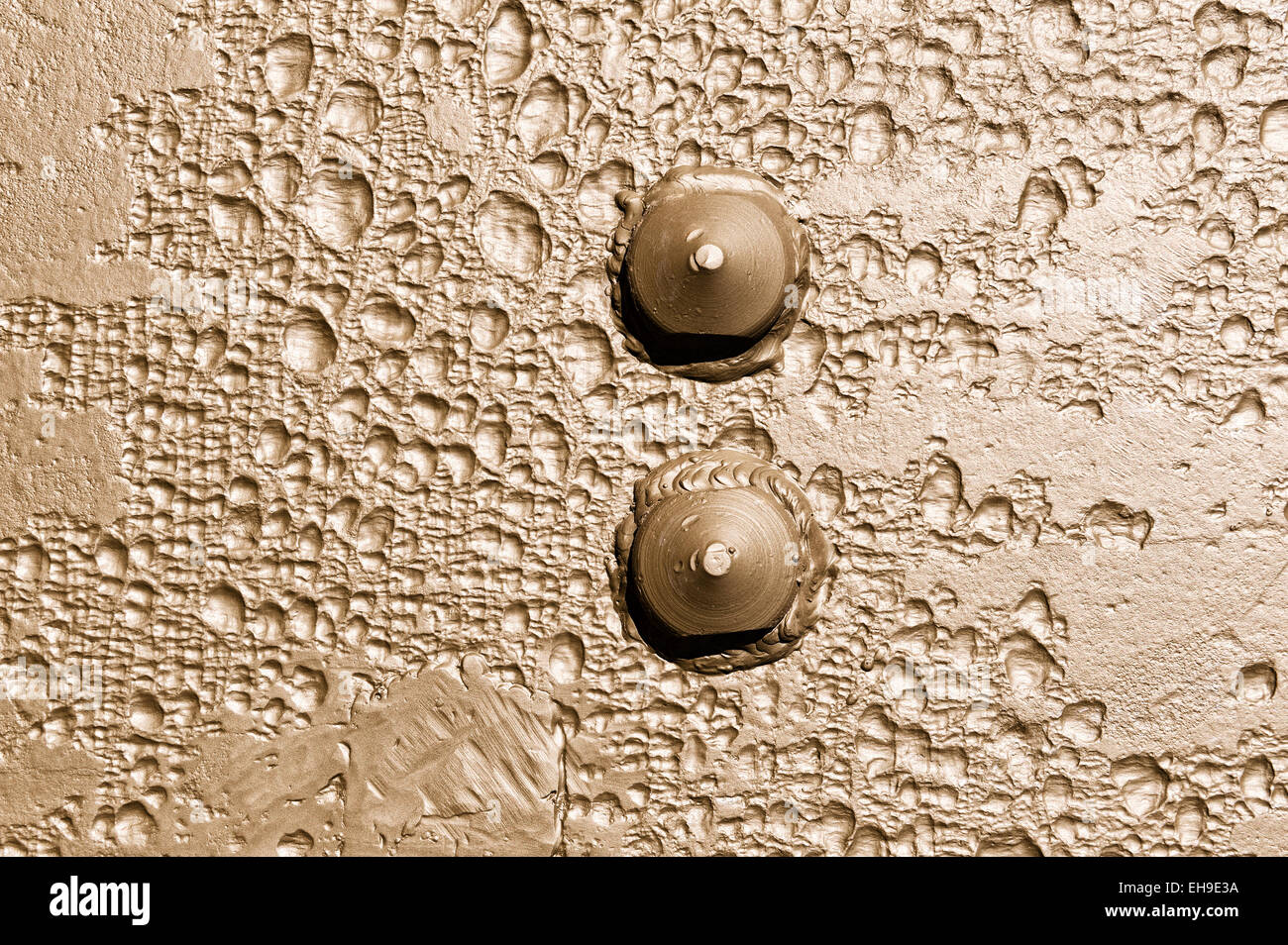surface details of heavy tank amour plated steel painted dessert sand ...