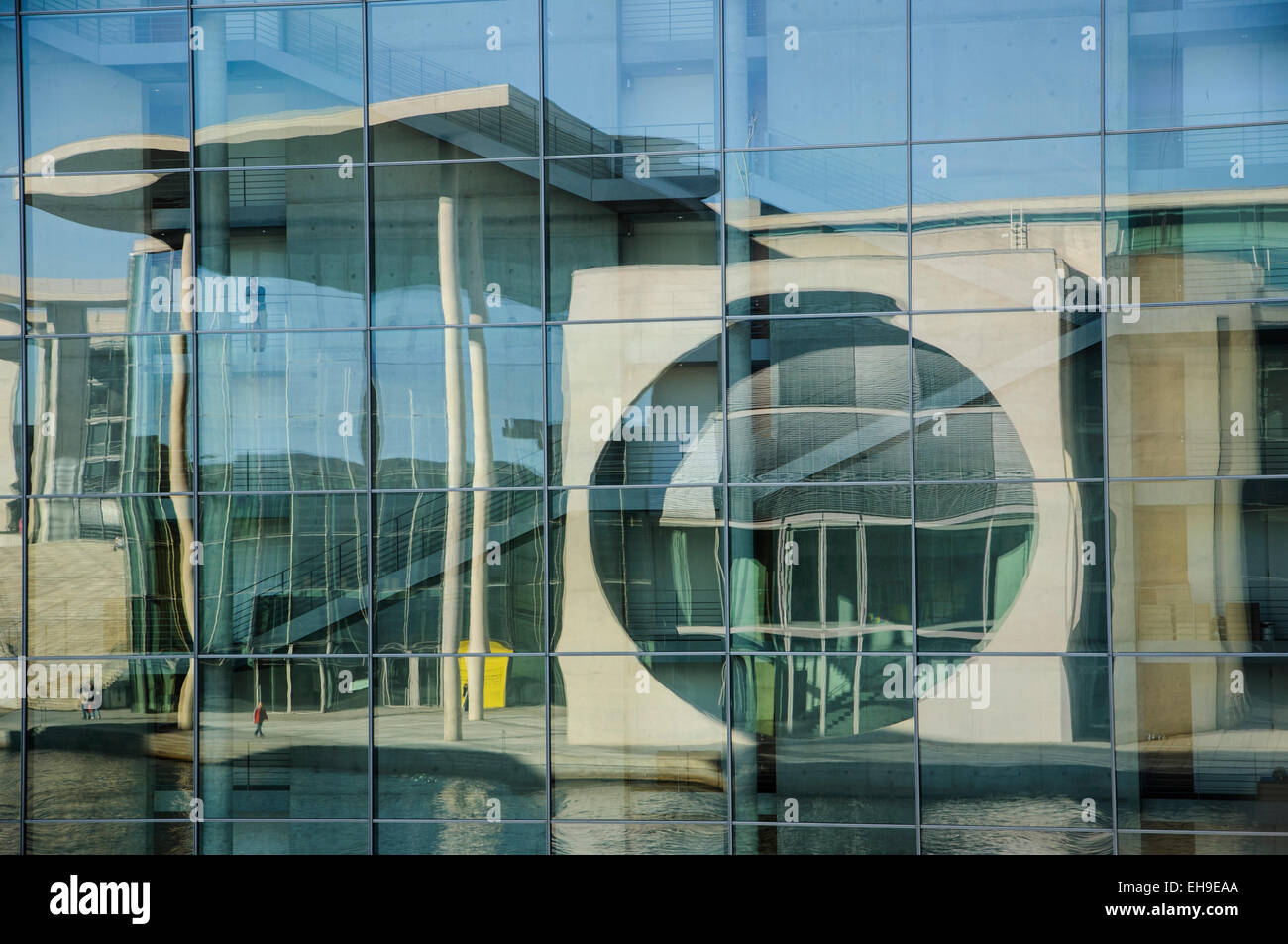 Marie-Elisabeth-Lüders-Haus reflected in the windows of the Paul-Löbe ...