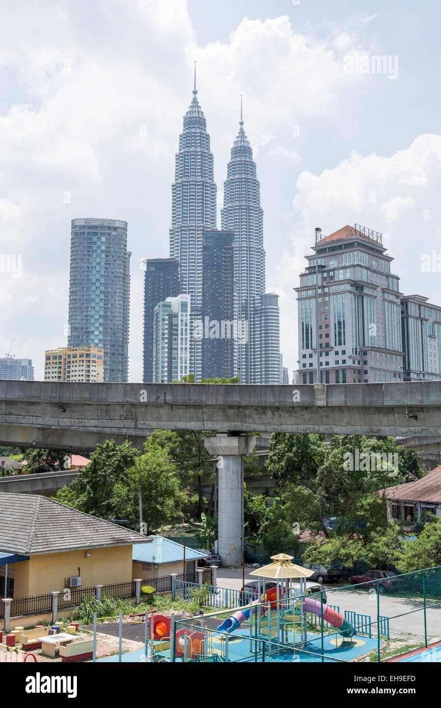 A view of the Petronas towers and other high rise buildings in Kuala ...