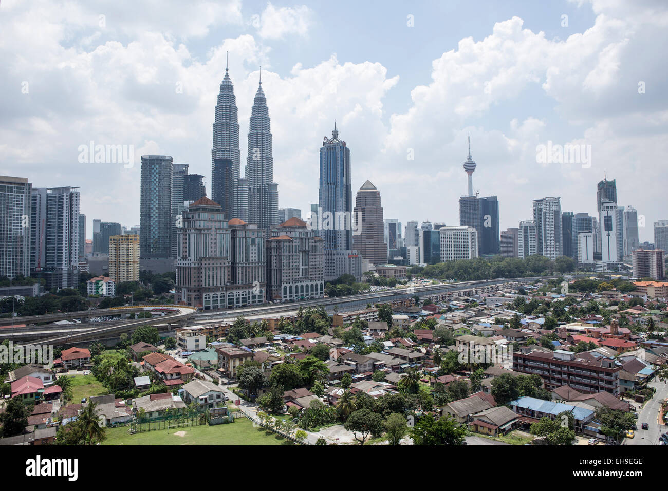 A view of the Petronas towers and other high rise buildings in Kuala ...