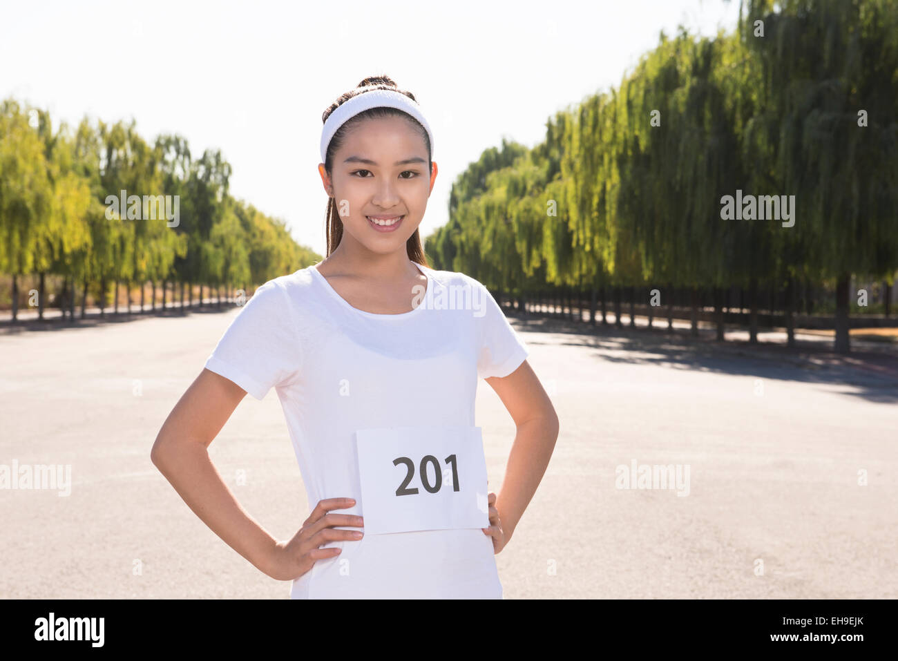 Marathon runner at starting line Stock Photo - Alamy