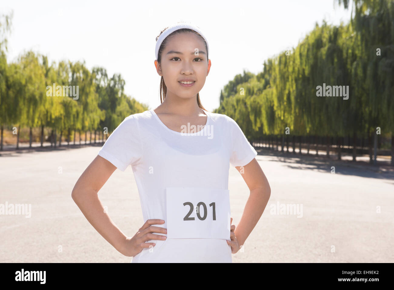 Marathon runner at starting line Stock Photo - Alamy