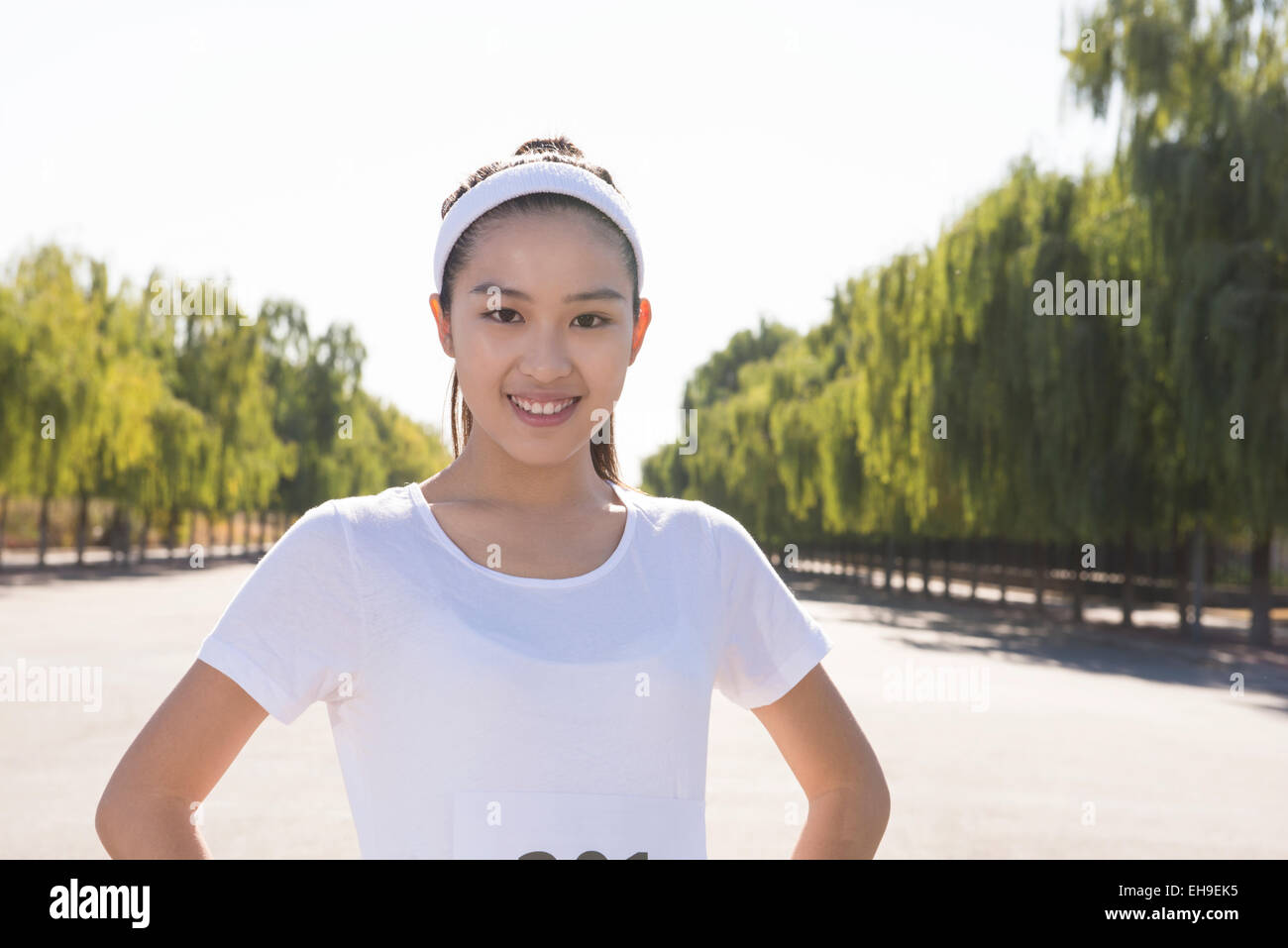 Marathon runner at starting line Stock Photo - Alamy