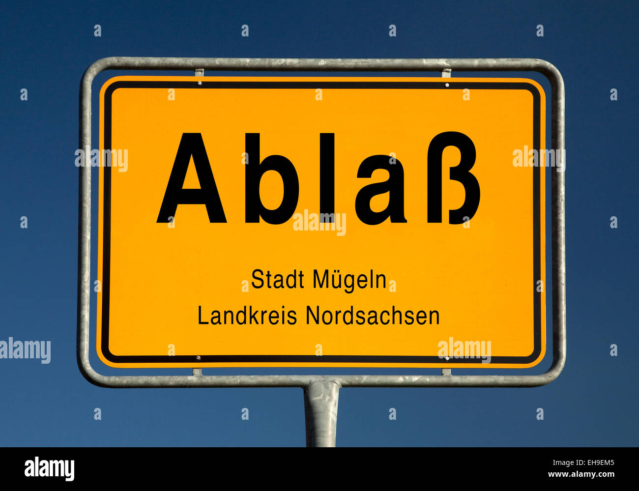 Entry sign, Ablaß, part of Mügeln, Saxony, Germany Stock Photo - Alamy