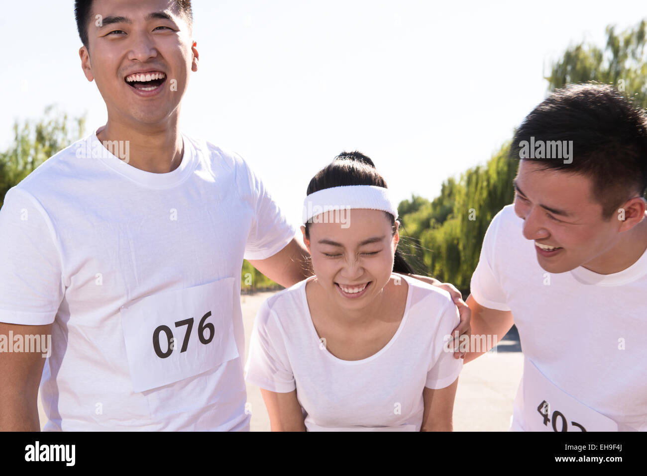 Marathon runners meet up Stock Photo - Alamy