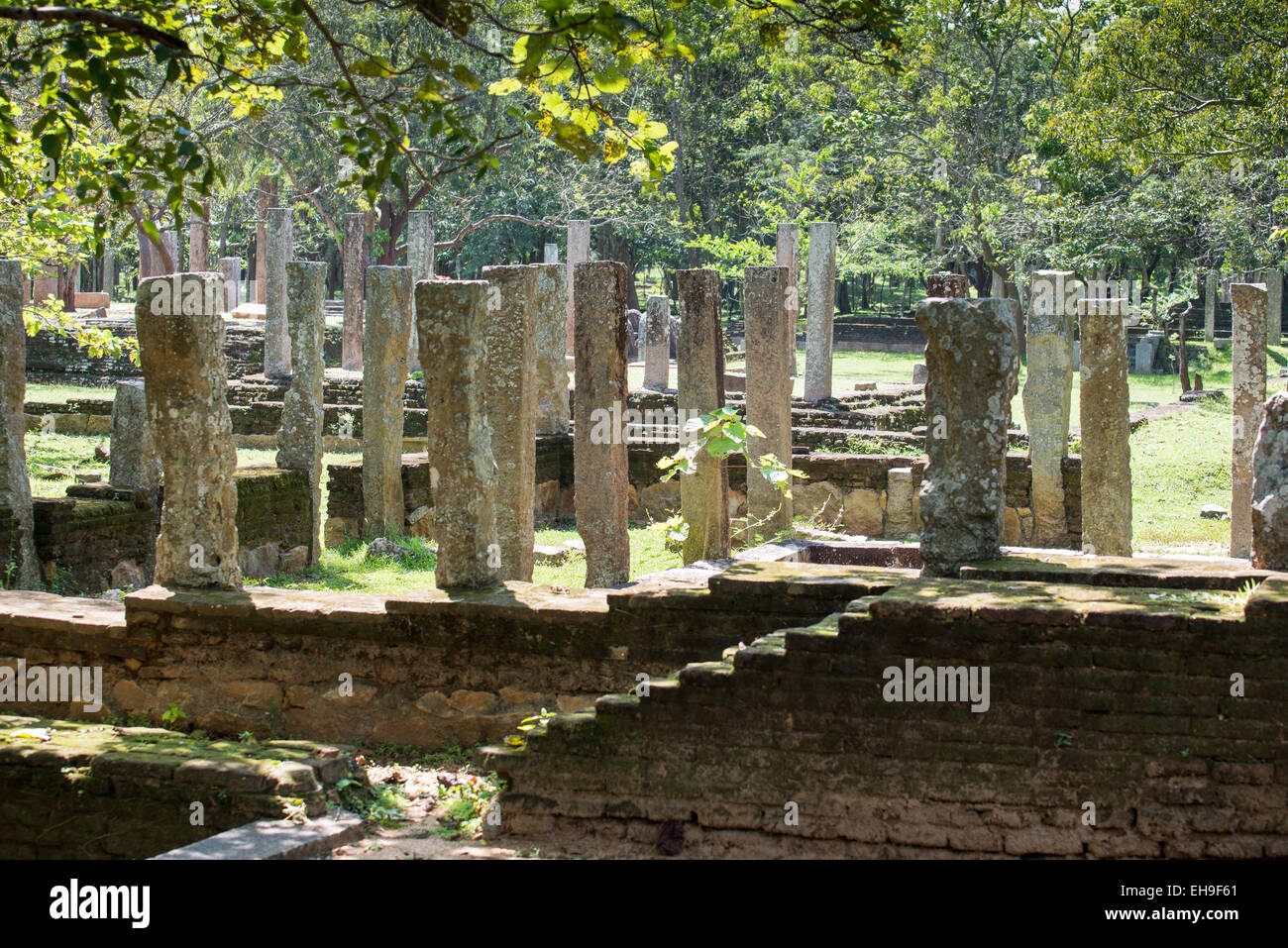 Remains of monastic refectory, Northern Ruins, Anuradhapura, UNESCO ...