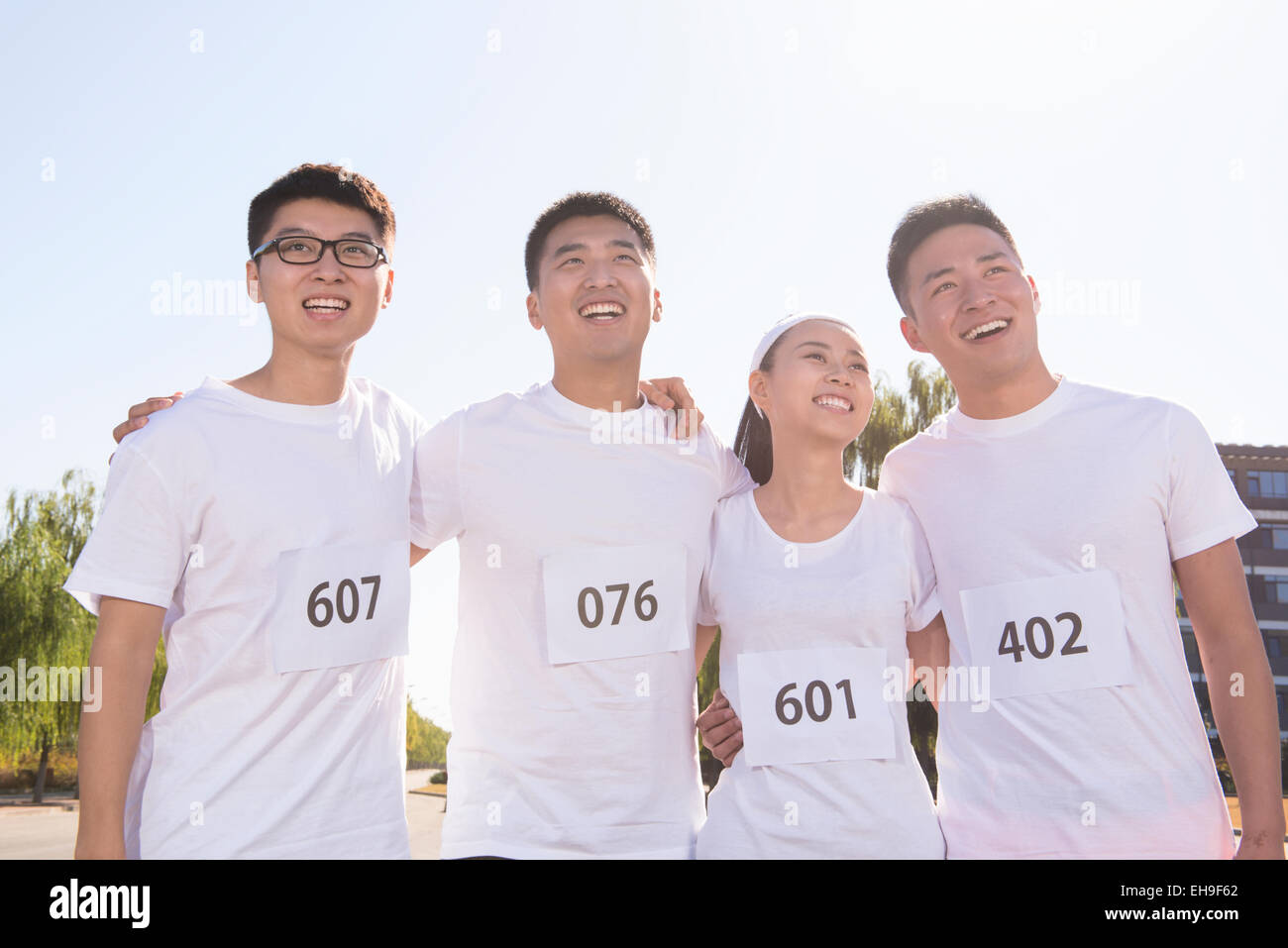 Marathon runners meet up Stock Photo - Alamy