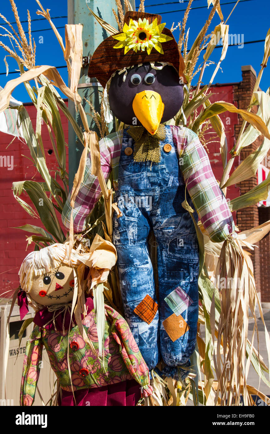A decorative fall scarecrow display in Bayfield, Wisconsin, USA Stock ...