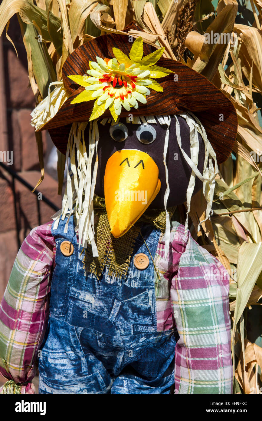 A decorative fall scarecrow display in Bayfield, Wisconsin, USA Stock ...