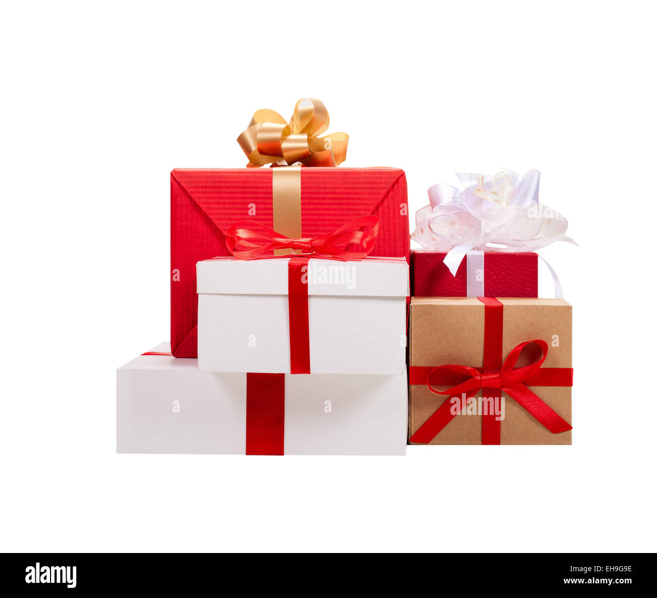 Christmas presents. Gift boxes with ribbons Stock Photo - Alamy