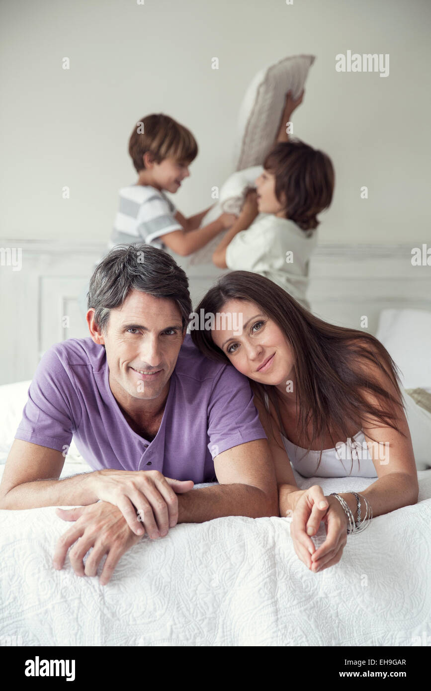 Parents with young boys, portrait Stock Photo - Alamy