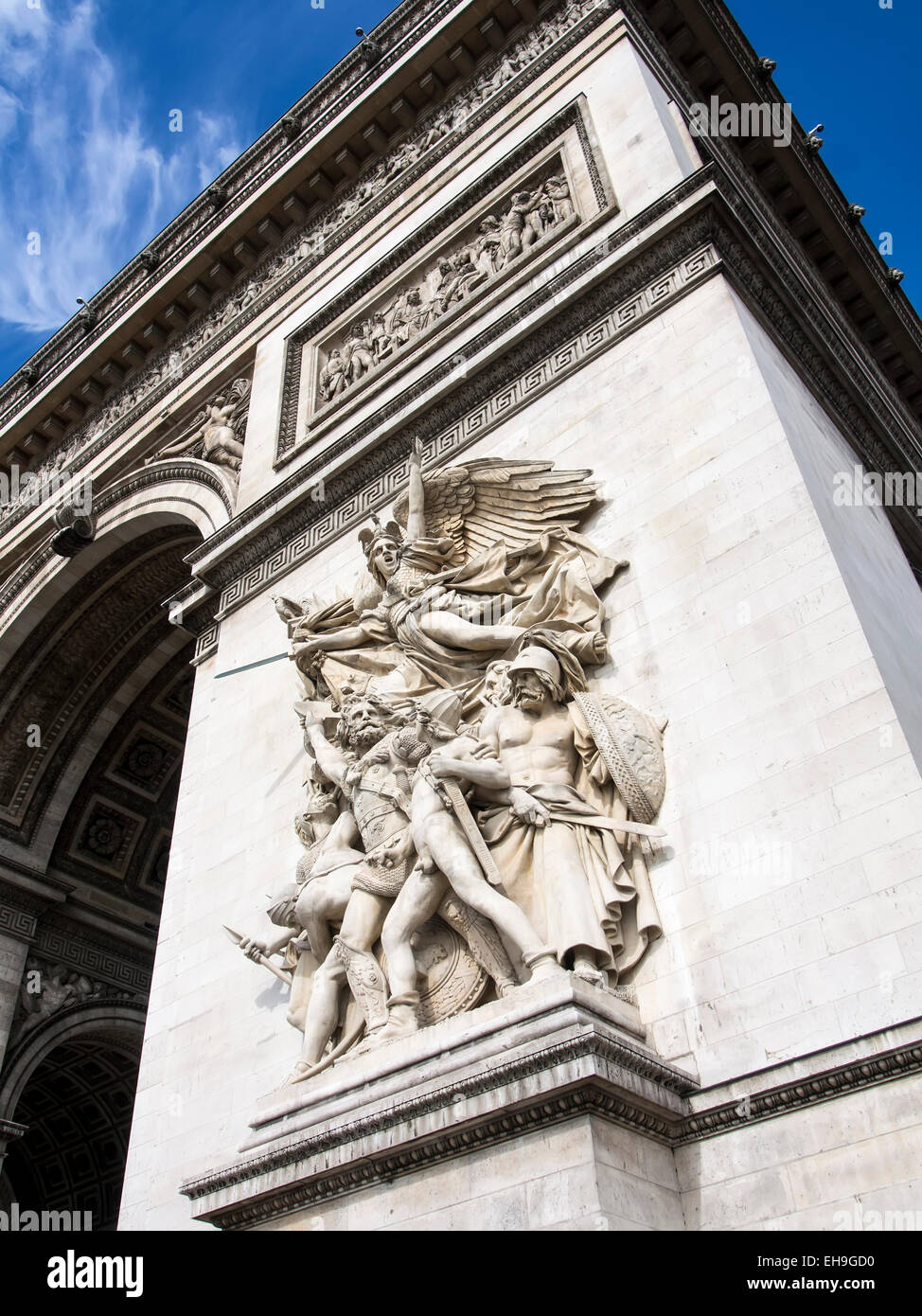 A bas relief of Francois Rude's 'La Marseillaise' on the Arch De ...