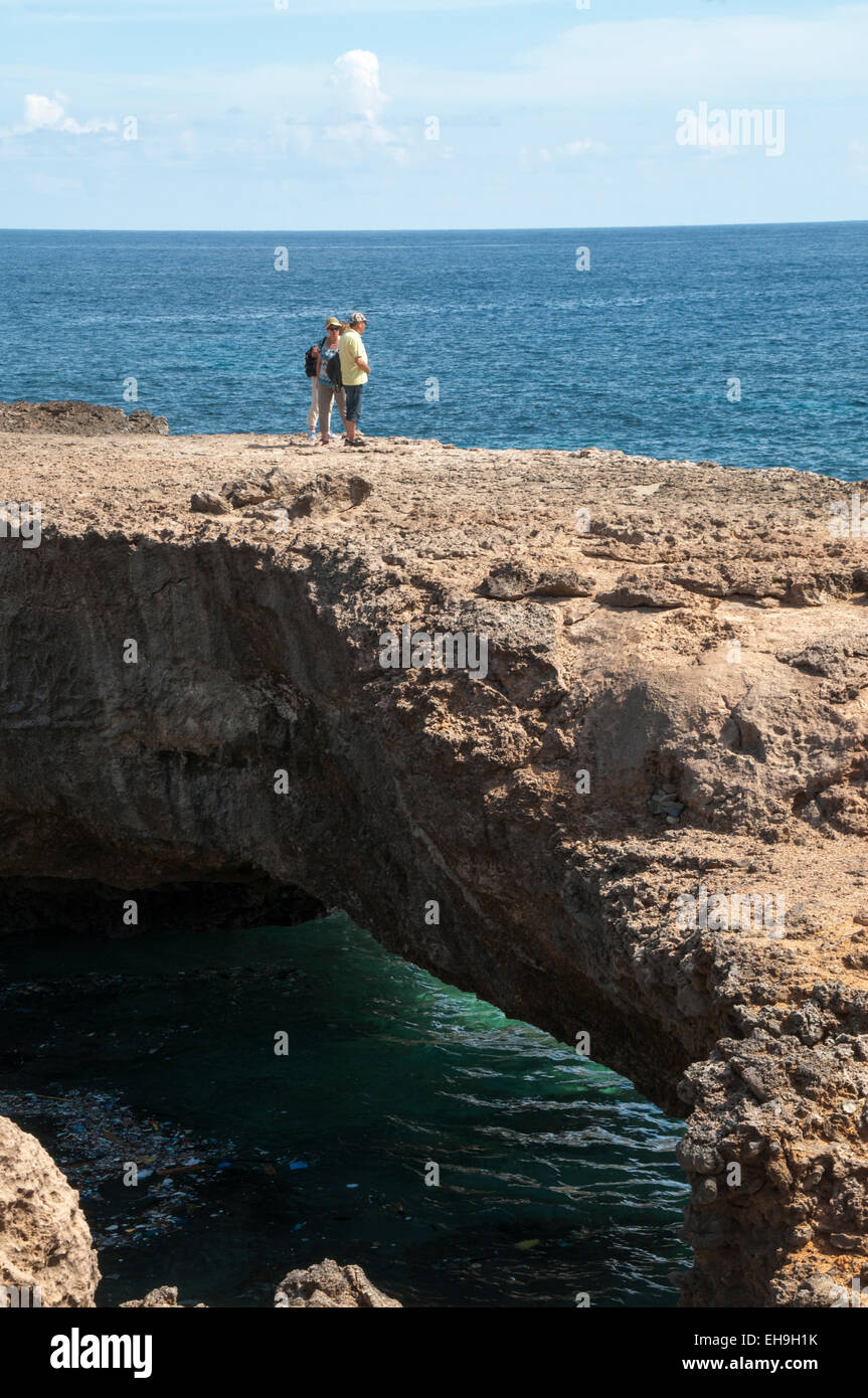 Baby natural bridge is a remnant of a cave at the shores of Caribbean ...