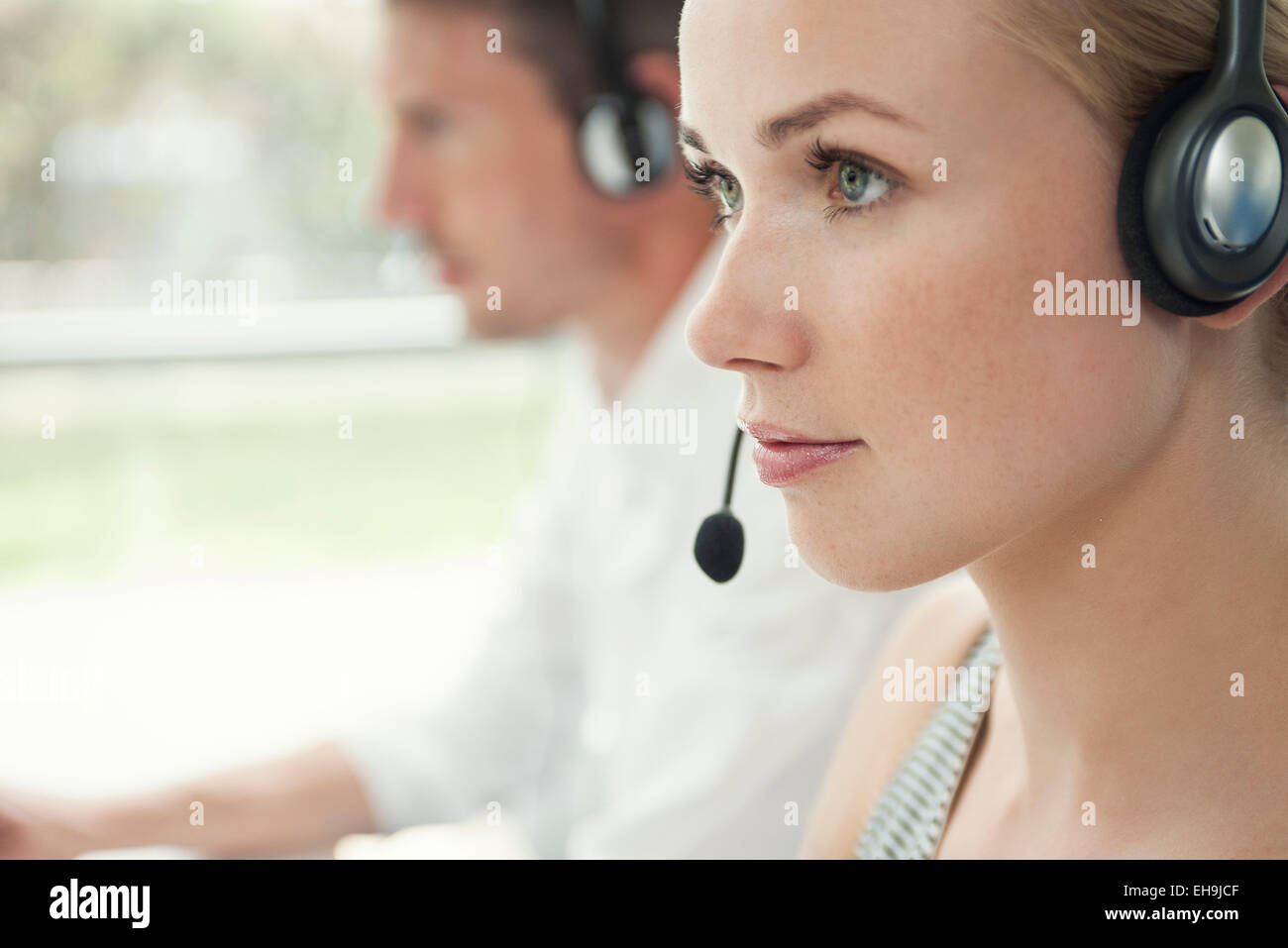 Call center office side view hi-res stock photography and images - Alamy
