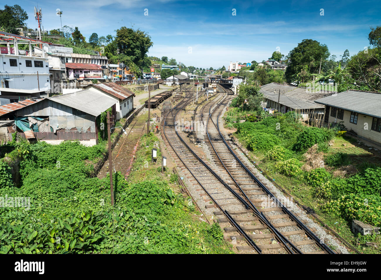 Hatton train station on route from Kandy to Ella, in the highlands of ...