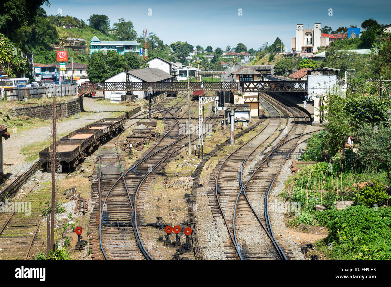 Hatton train station on route from Kandy to Ella, in the highlands of ...