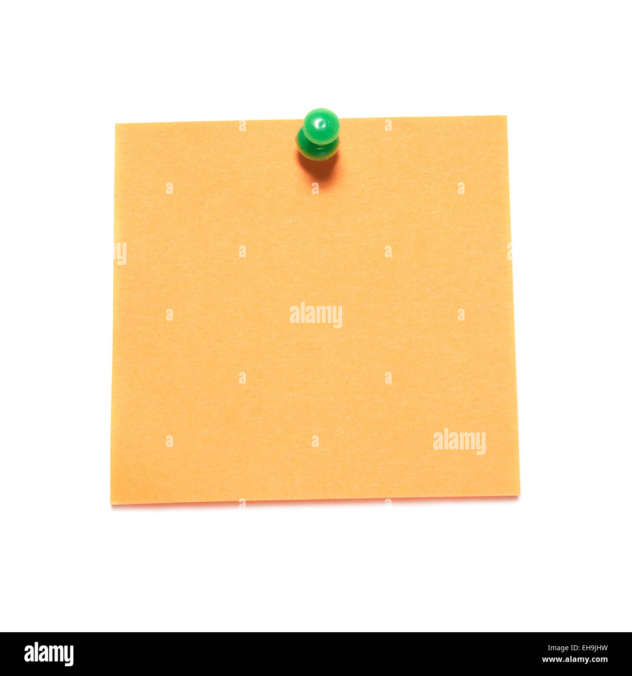 Orange note with tack isolated on white Stock Photo - Alamy