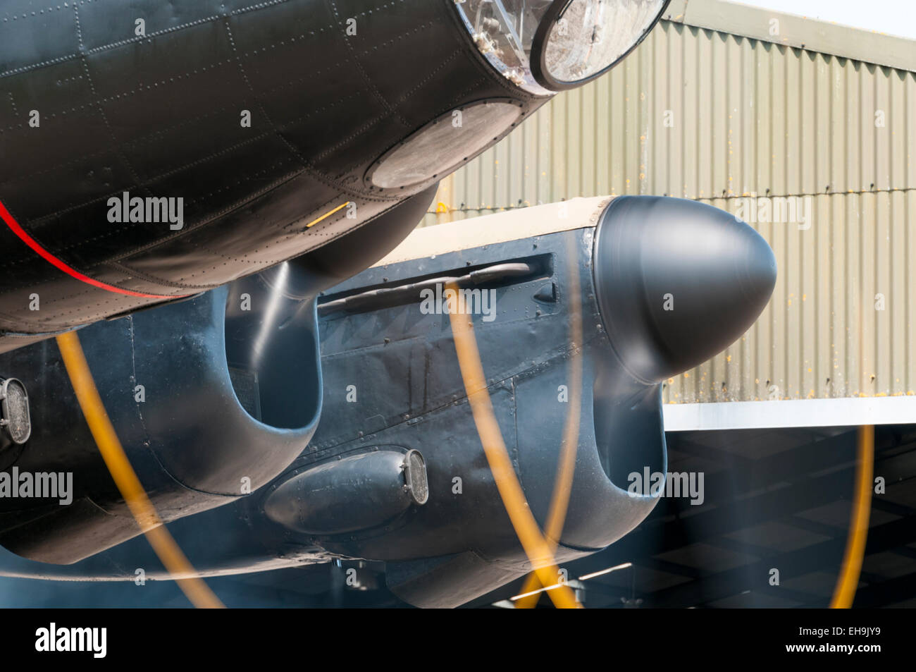 RAF Lancaster bomber propellers rendered as a spinning blur by a long ...