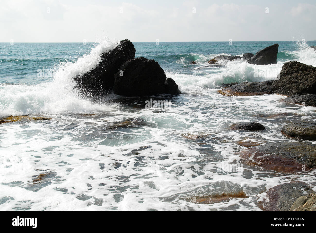 Storm on the sea. Water, rocks and sea foam Stock Photo - Alamy