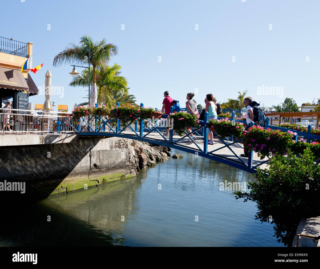 Puerto de Mogán bridge over canal, Gran Canaria, Canary islands, Spain ...