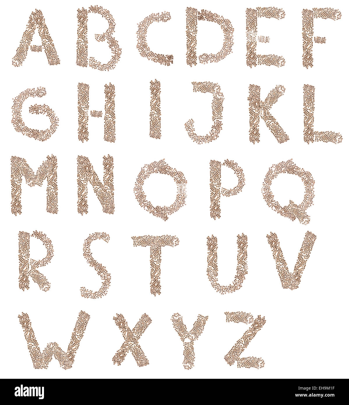 alphabet written in letters formed with wooden cubes with letters ...