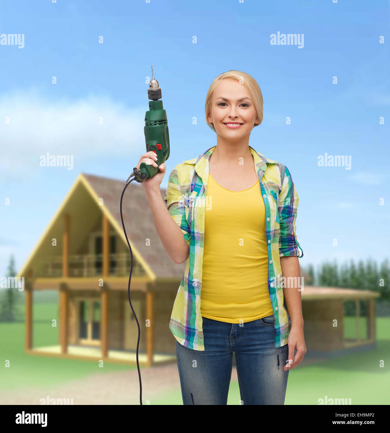 Young female drilling machine hi-res stock photography and images - Alamy