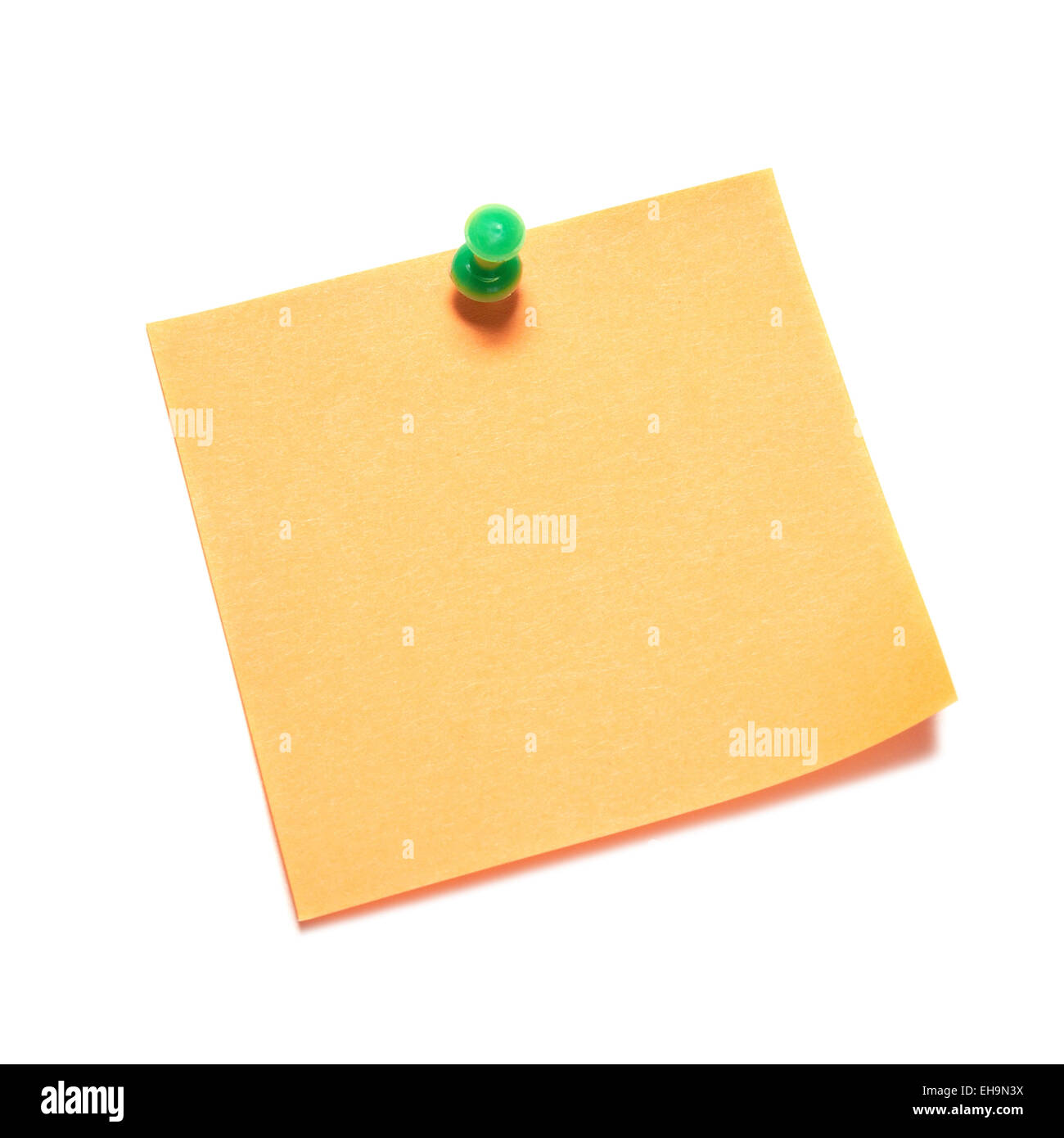 Orange note with tack isolated on white Stock Photo - Alamy
