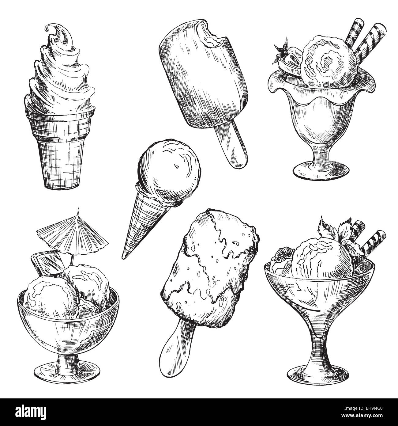 Ice cream outline image Cut Out Stock Images & Pictures - Alamy
